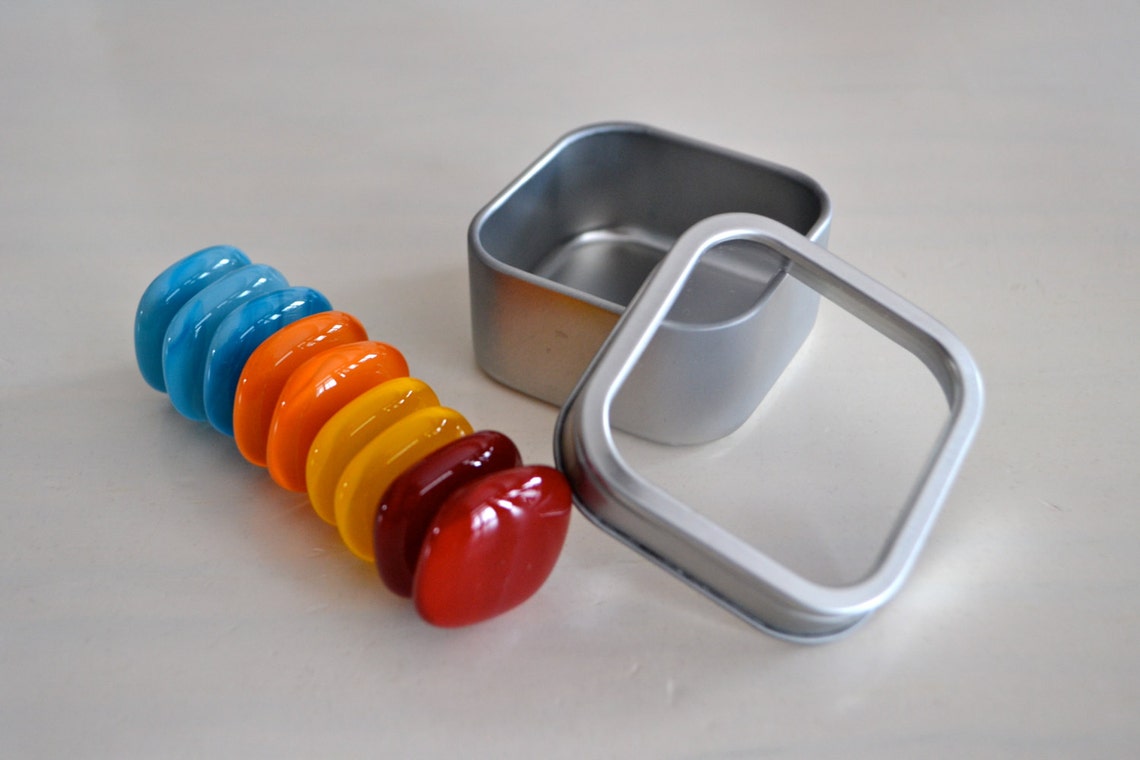 Retro Fused Glass Strong Magnets set of 9 With Tin - Etsy