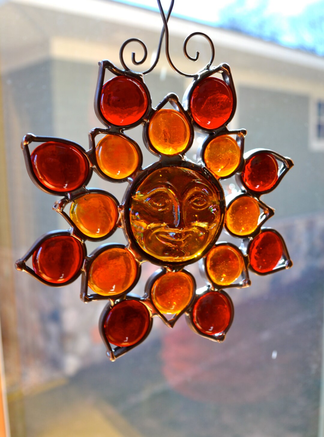 Free USA Shipping Sunrise Sunface Flower Stained Glass Suncatcher - Etsy