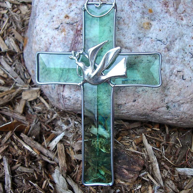 Stained Glass Cross Suncatcher - Etsy