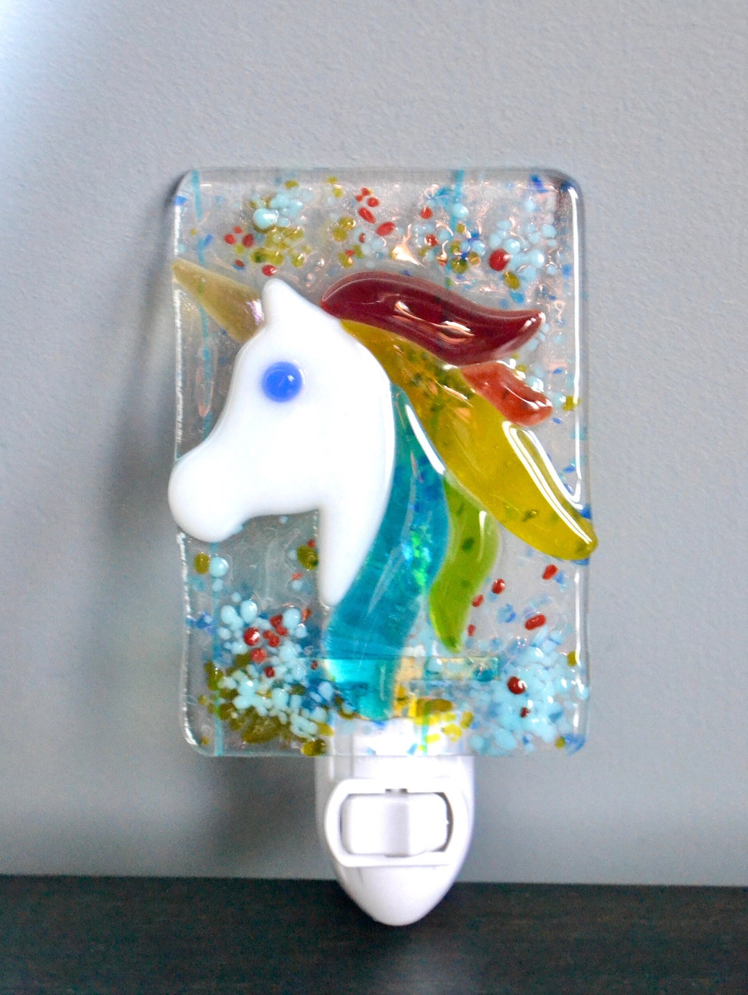 Unicorn Rainbow Fused Glass Night Light Nightlight - Etsy