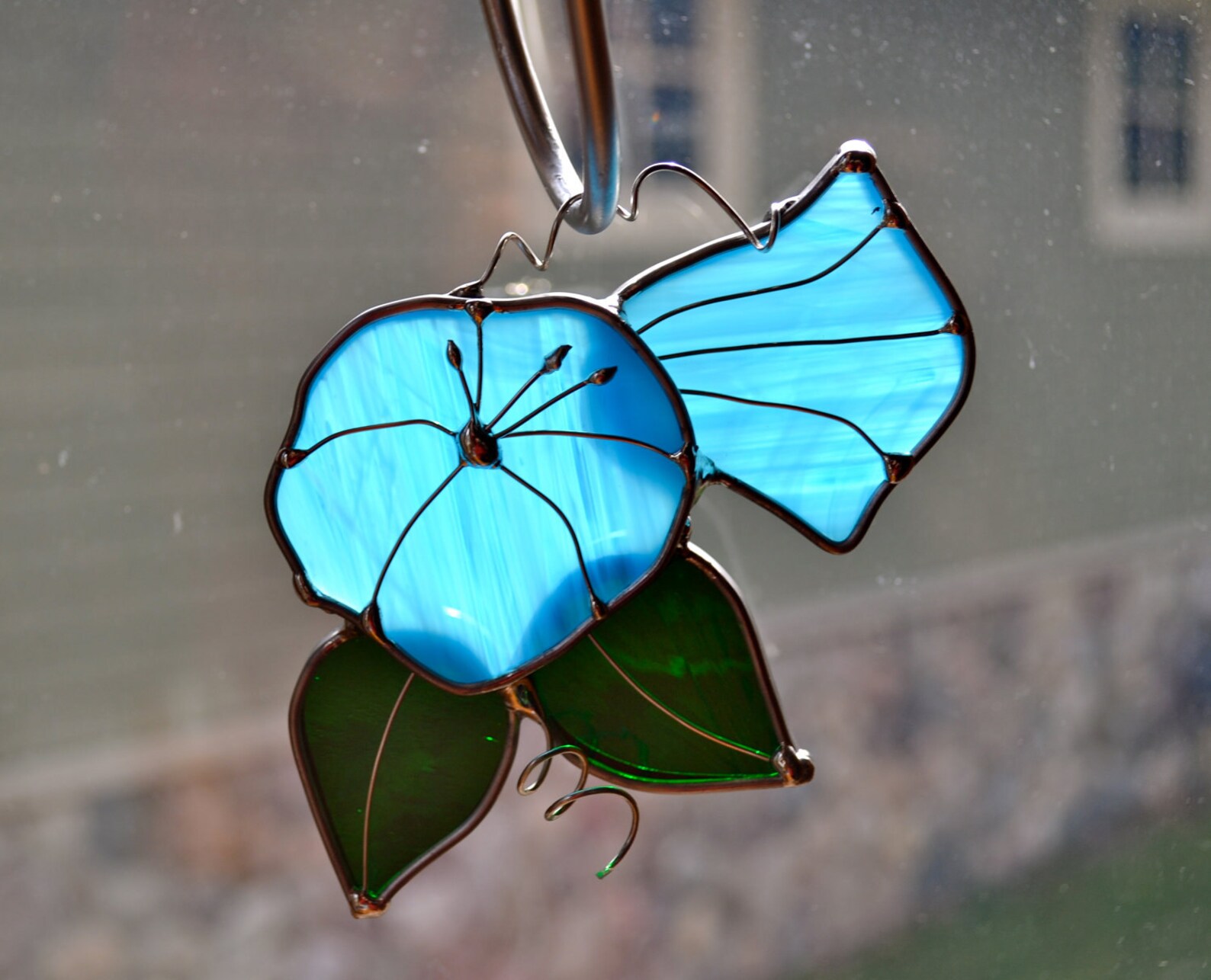 Blue Morning Glory Stained Glass Suncatcher - Etsy