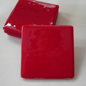 Simply Red Fused Glass Coasters Christmas Wedding Housewarming Birthday ...