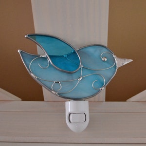Blue Sky Songbird Stained Glass Nightlight - Etsy