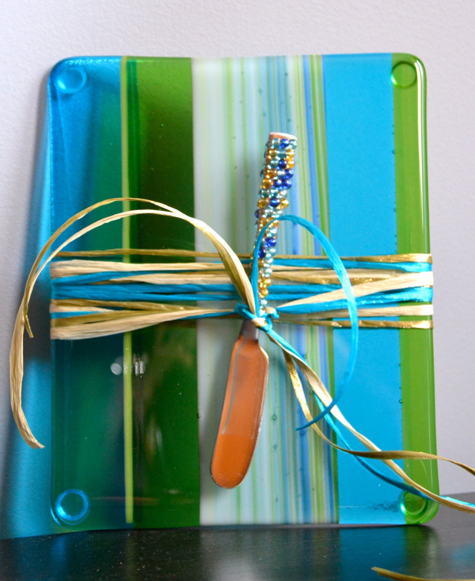 Cottage Chic Fused Glass Cheese Plate - Etsy