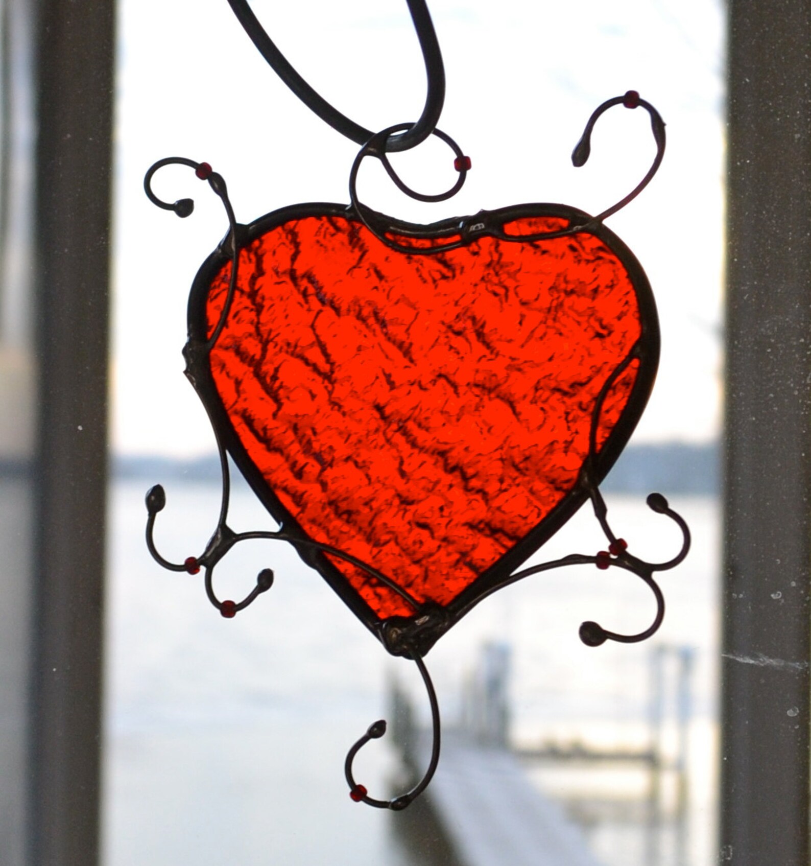 Crazy About You Red Heart Stained Glass Heart Victorian Valentine ...