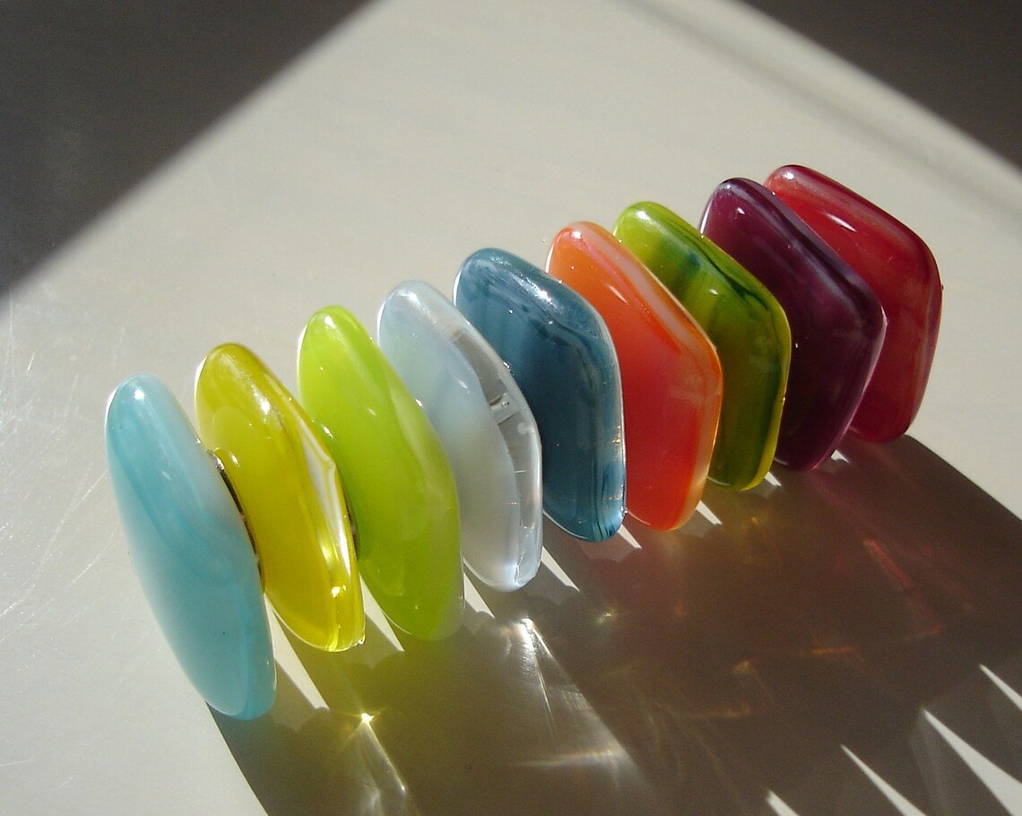 Flower Garden Fused Glass Magnets set of 9 With Tin - Etsy