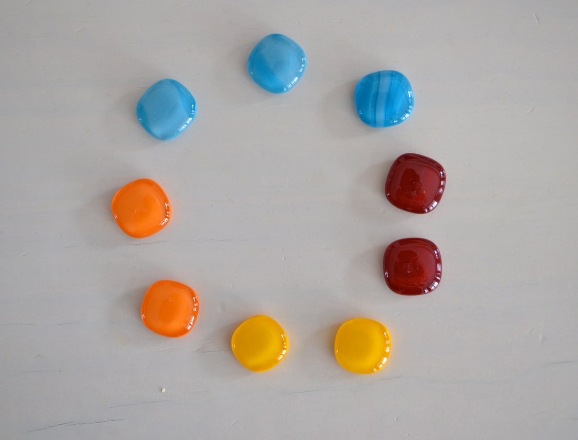 Retro Fused Glass Strong Magnets set of 9 With Tin | Etsy