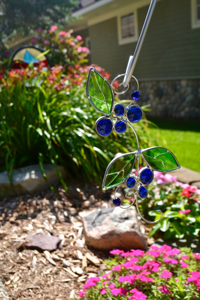 Michigan Blueberry Stained Glass Suncatcher: Summer Fruit Window Decor ...