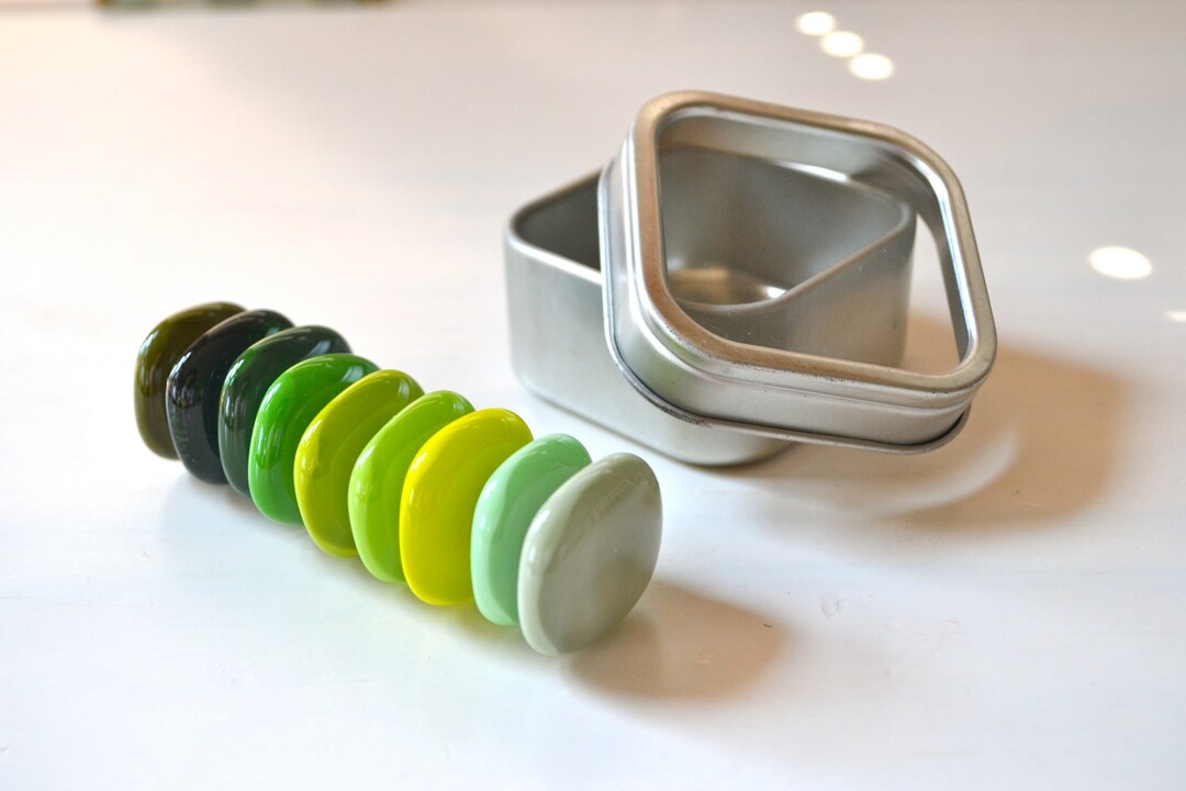 Green Rainbow Fused Glass Magnets With Tin - Etsy