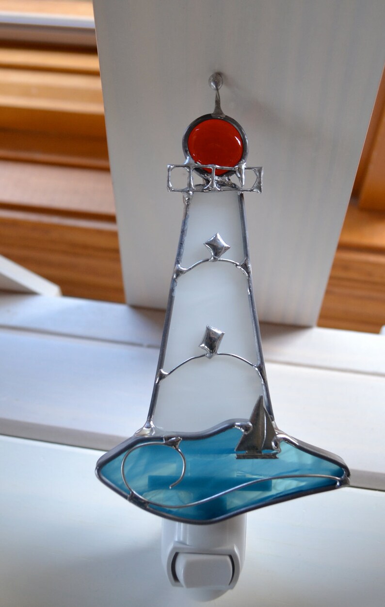 Light the Way Lighthouse Stained Glass Night Light - Etsy