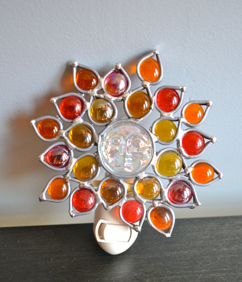 Bright Sun Stained Glass Nightlight Sunflower - Etsy