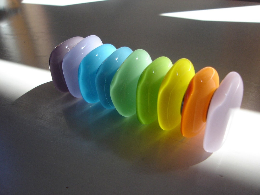 Pastel Rainbow Fused Glass Strong Magnets (set of 9 With Tin) Easter - Etsy