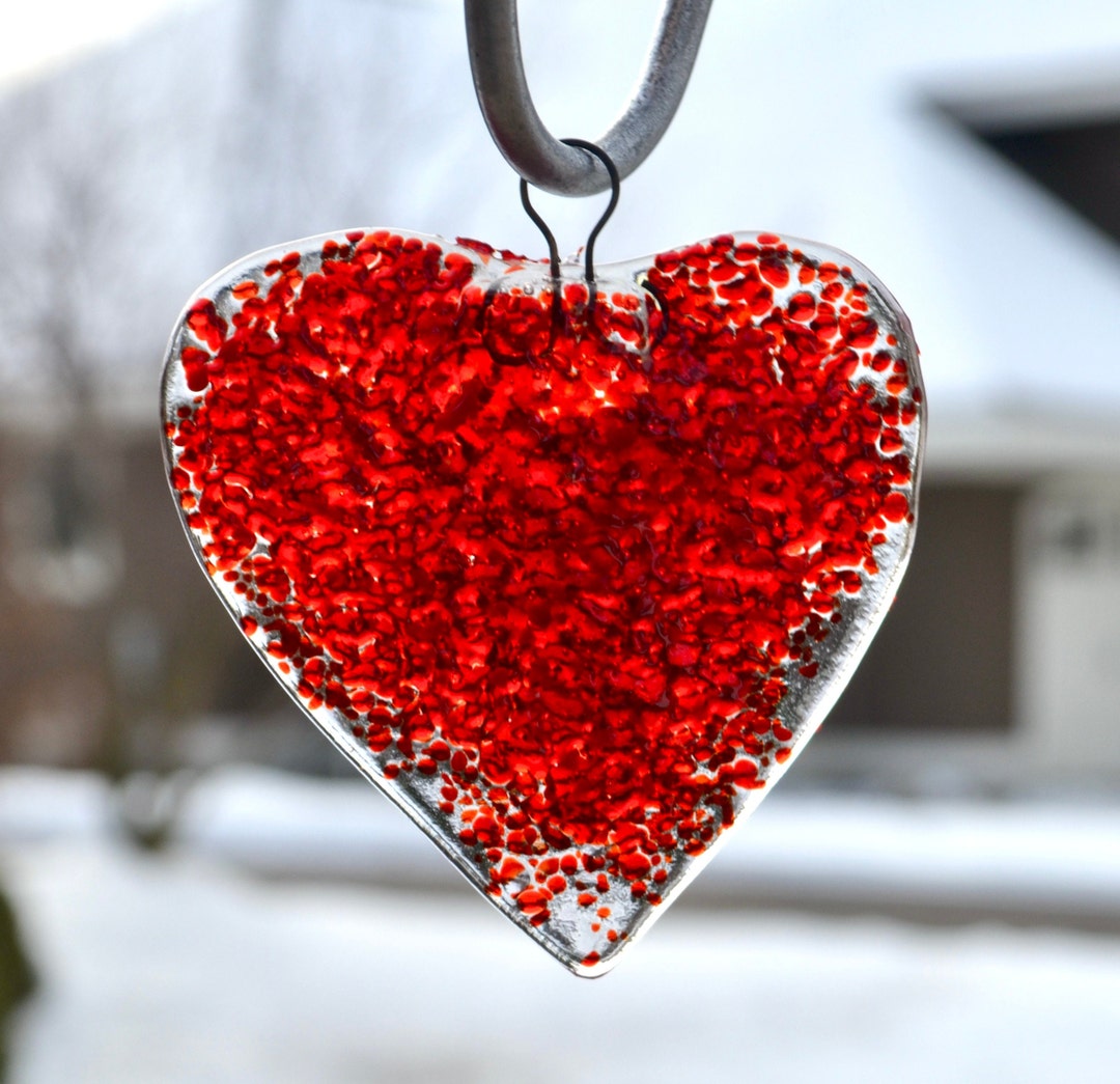 Love Every Little Bit of You Red Heart Fused Glass Heart Valentine ...