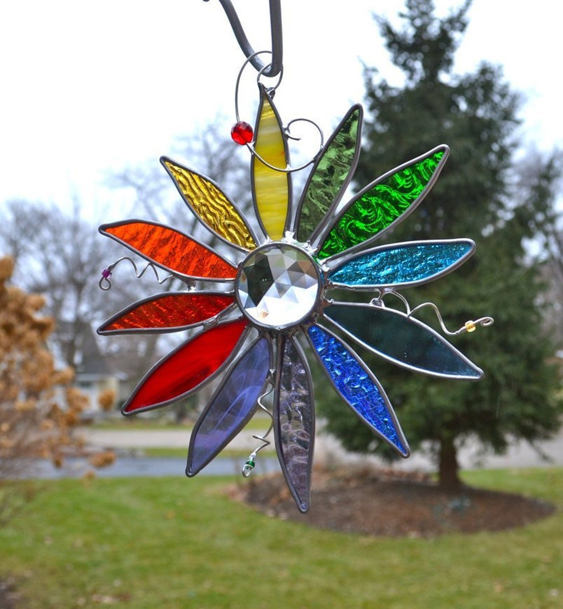 Rainbow Flower of Peace and Hope Stained Glass Suncatcher Diversity ...