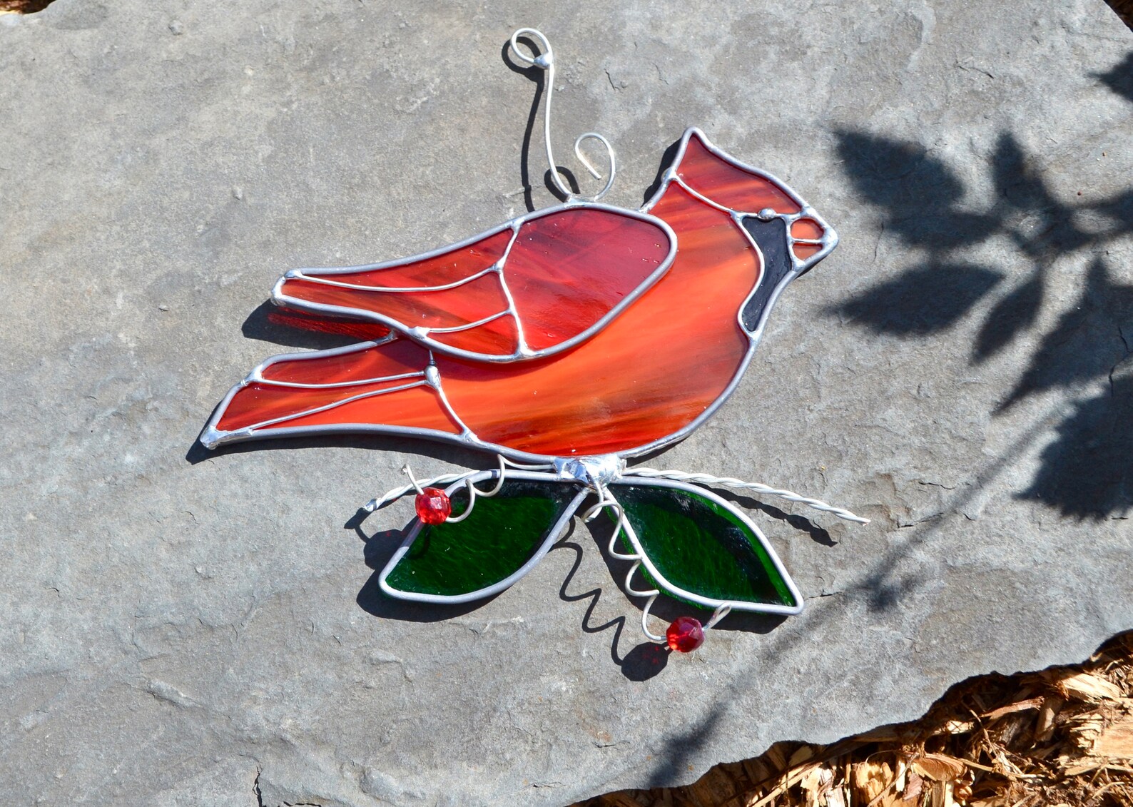 Bright Red Cardinal Stained Glass Suncatcher Father's Day | Etsy