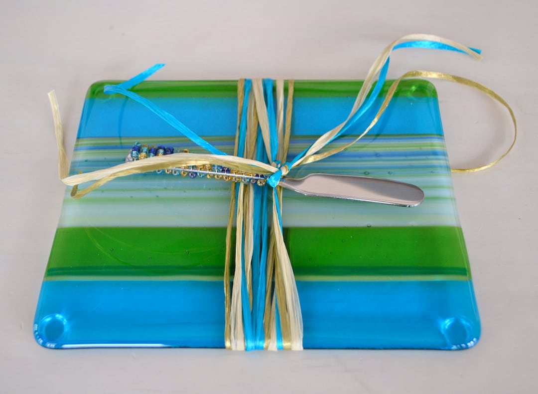 Cottage Chic Fused Glass Cheese Plate - Etsy