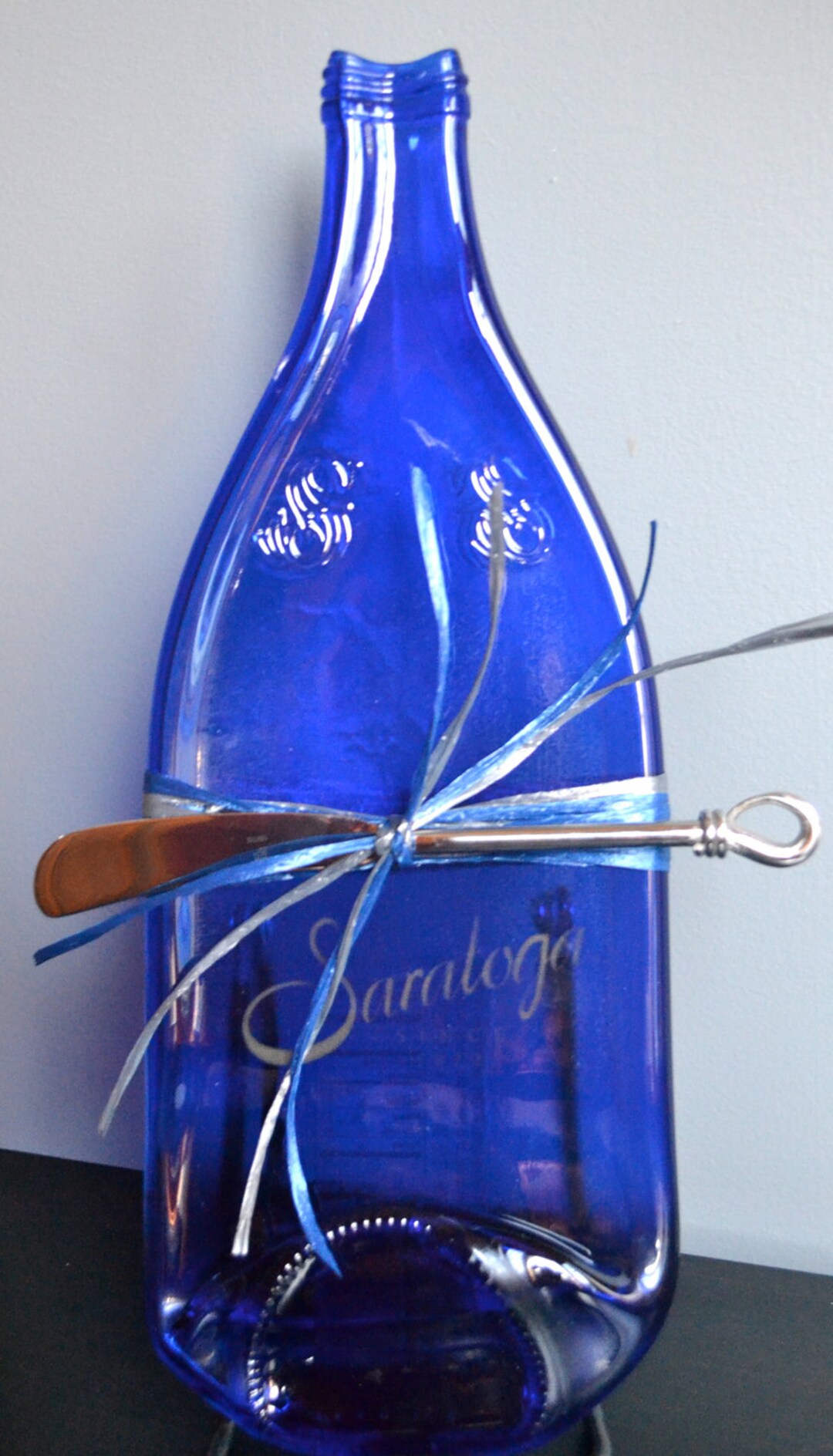 Blue Saratoga Spring Water Recycled Slumped Bottle - Etsy