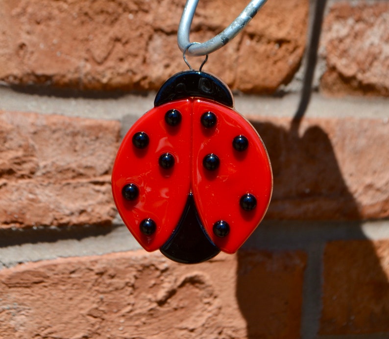 Ladybug Beetle Fused Glass Suncatcher Garden Bug Summer Red Glass - Etsy