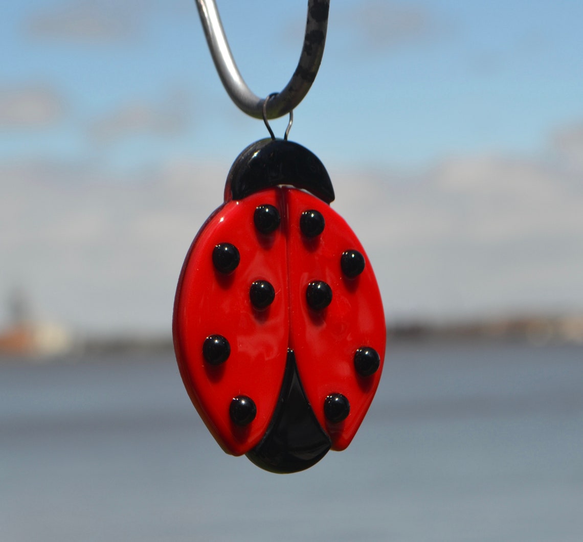 Ladybug Beetle Fused Glass Suncatcher Garden Bug Summer Red | Etsy