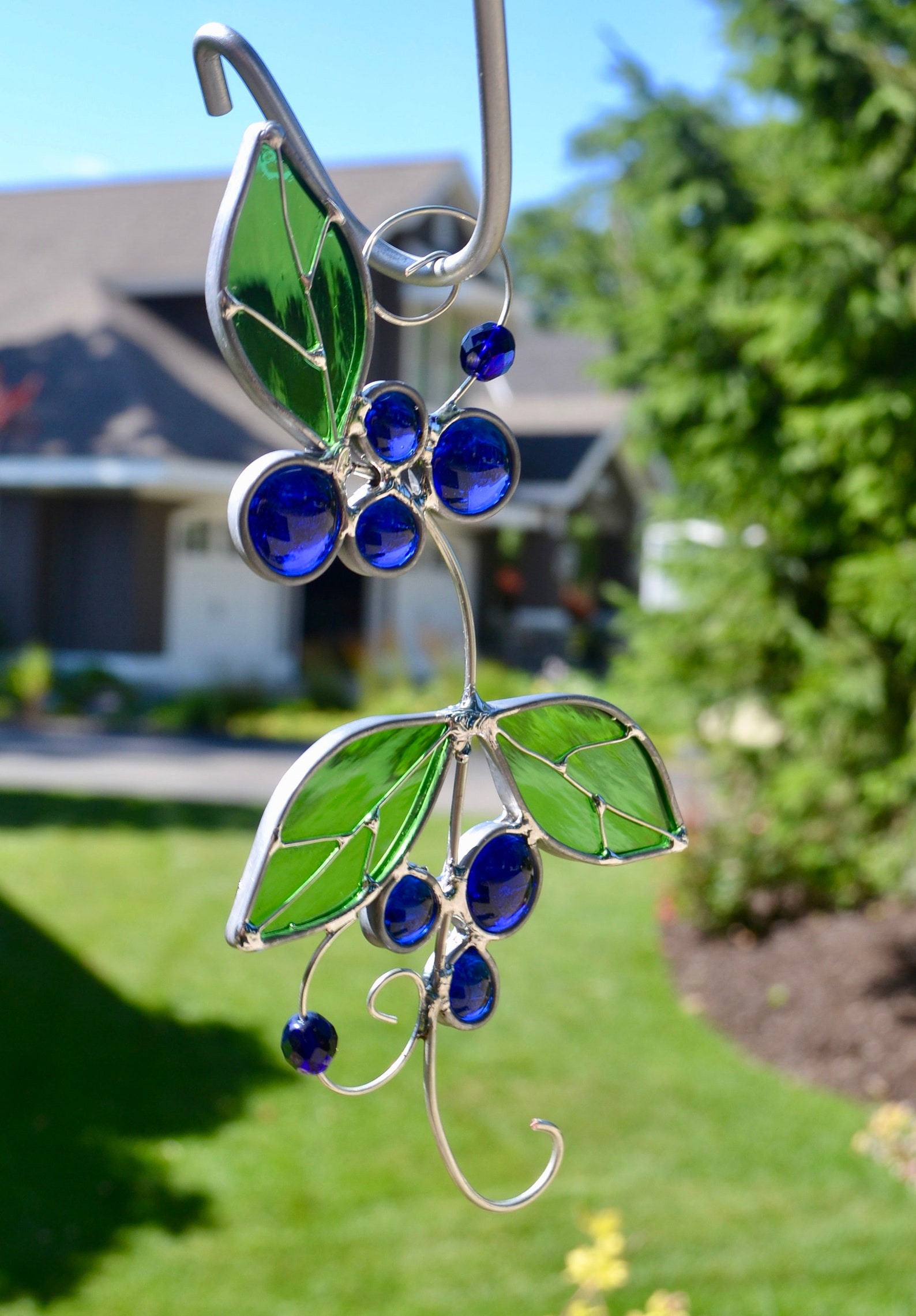 Michigan Blueberry Stained Glass Suncatcher: Summer Fruit Window Decor ...