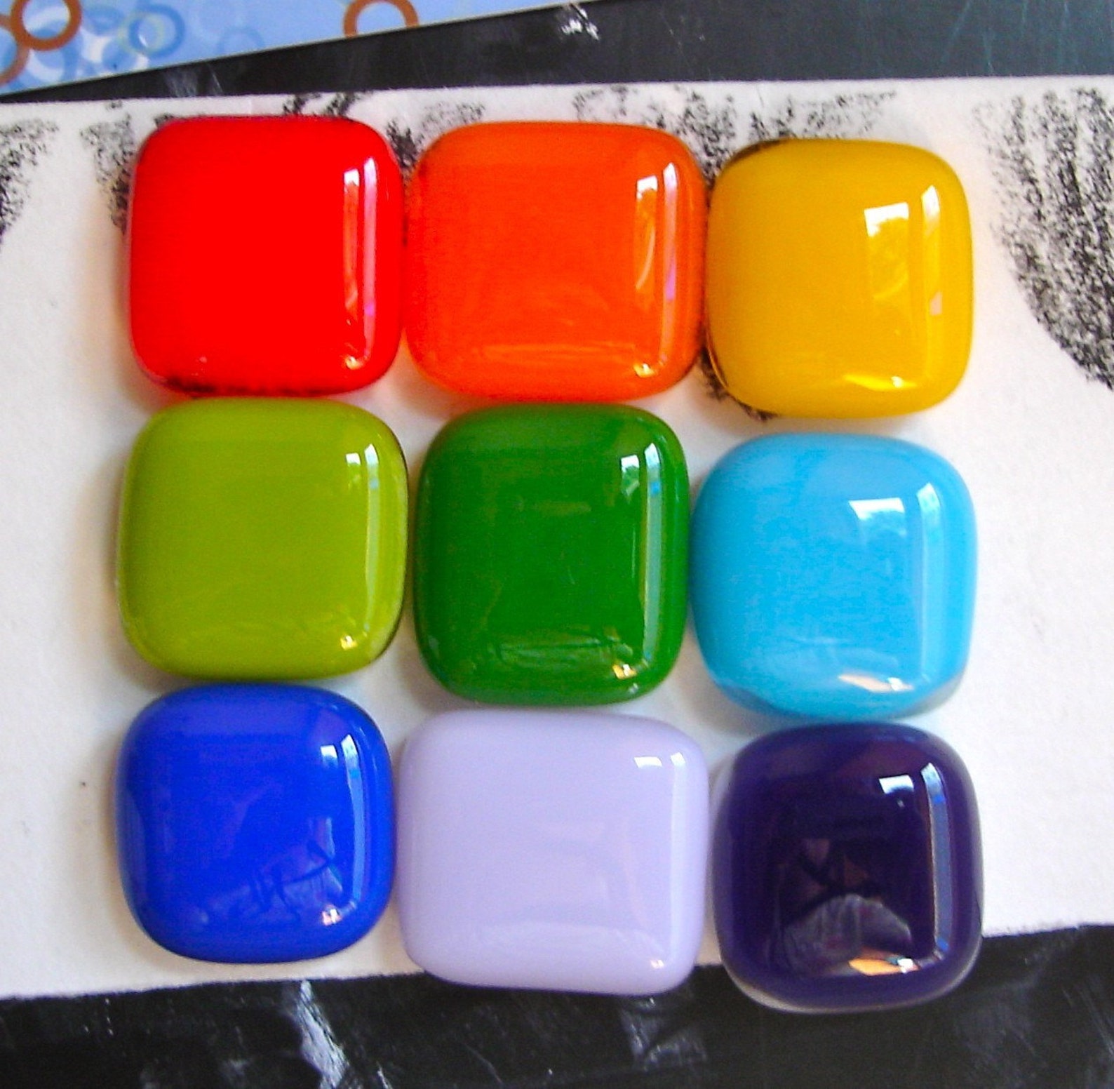 Rainbow Fused Glass Strong Magnets Set of 9 with tin | Etsy