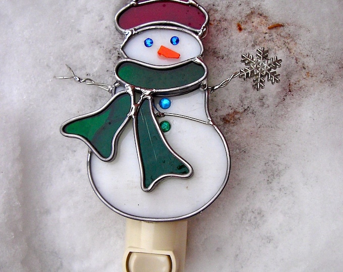 Frosty Snowman Stained Glass Night Light - Etsy