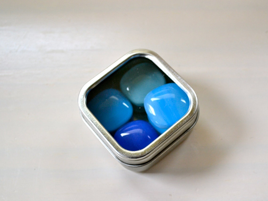 Blue Rainbow Fused Glass Strong Magnets - Etsy