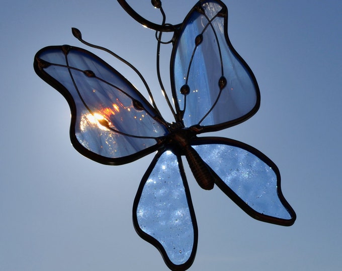 Periwinkle Blue Stained Glass Butterfly - Etsy