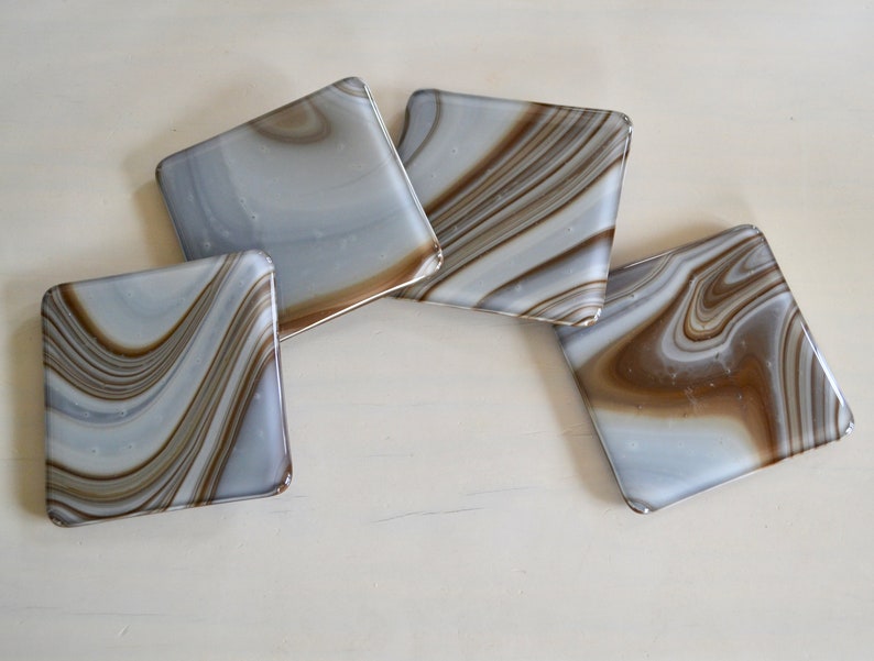 Natural Sophistication Fused Glass Coasters - Etsy