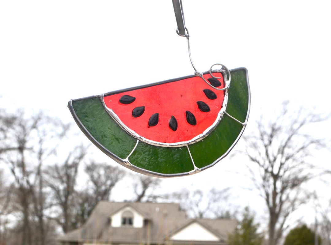 Watermelon Slice Stained Glass Suncatcher Summer Sweets July 4th Garden ...