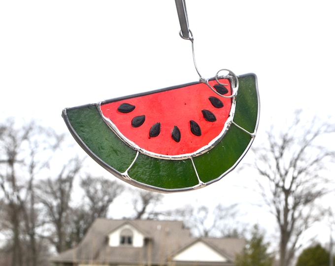 Watermelon Slice Stained Glass Suncatcher Summer Sweets July 4th Garden ...
