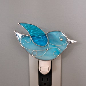 Blue Sky Songbird Stained Glass Nightlight - Etsy