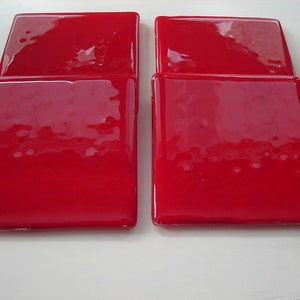 Simply Red Fused Glass Coasters Christmas Wedding Housewarming Birthday ...