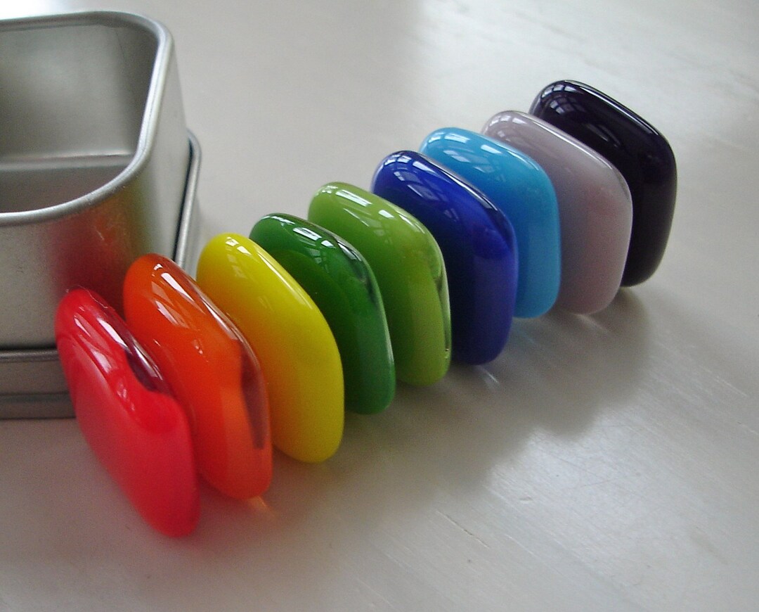 Rainbow Fused Glass Strong Magnets (set of 9 With Tin) - Etsy