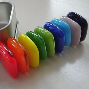 Rainbow Fused Glass Strong Magnets (set of 9 With Tin) - Etsy