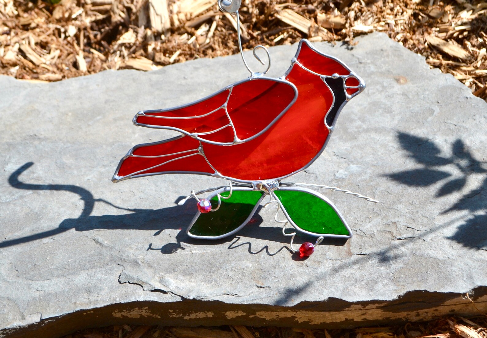Bright Red Cardinal Stained Glass Suncatcher Father's Day | Etsy