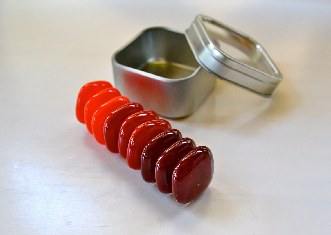 Red Spectrum Glass Magnets With Tin set of 9 - Etsy