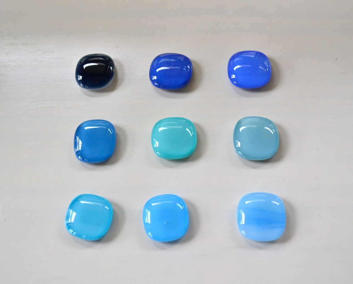 Blue Rainbow Fused Glass Strong Magnets - Etsy