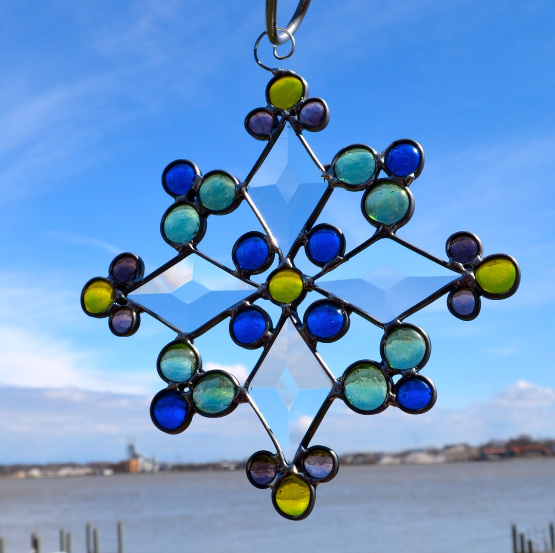 Spring Has Sprung Abstract Stained Glass Suncatcher Star Flower - Etsy