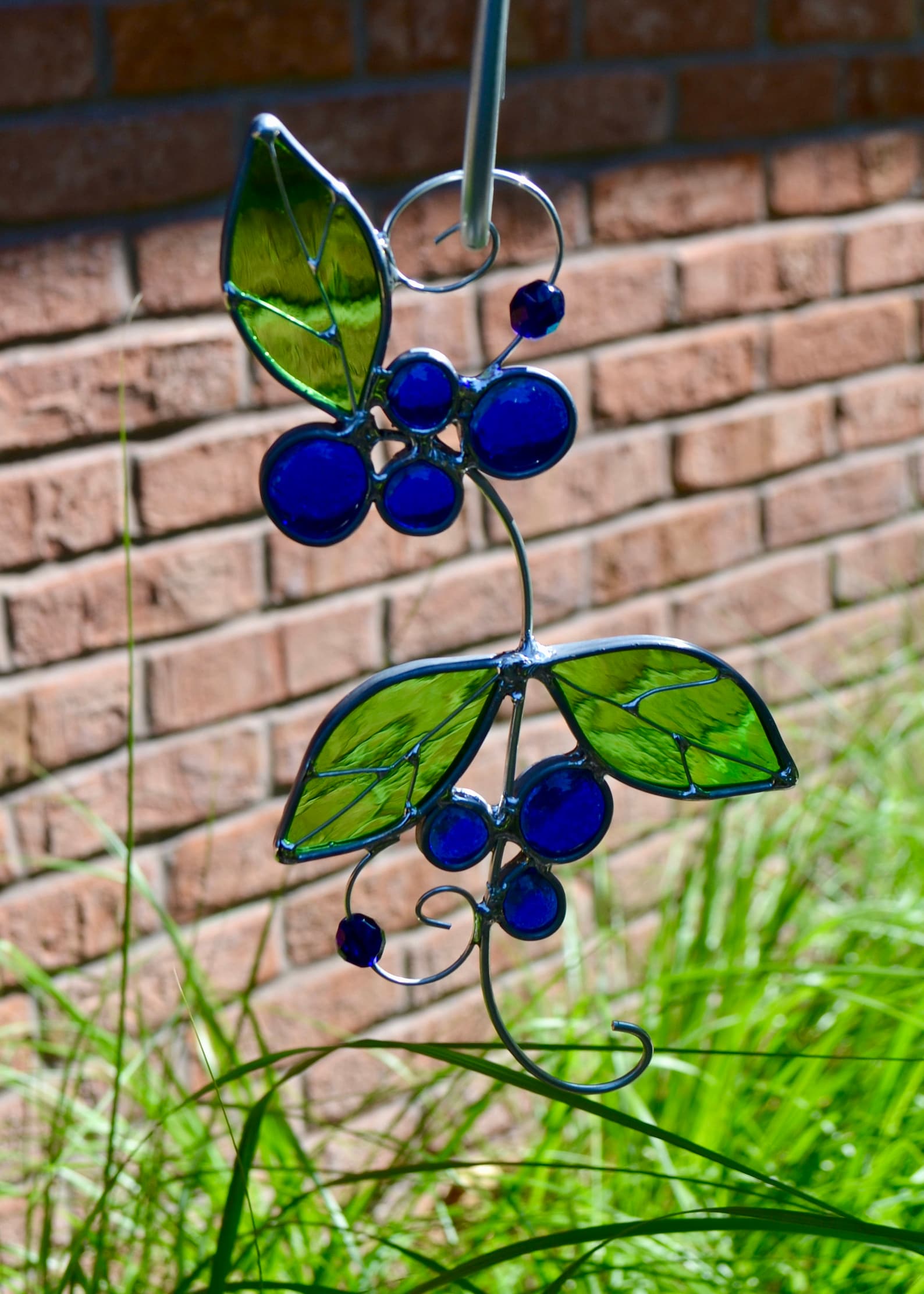Michigan Blueberry Stained Glass Suncatcher: Summer Fruit Window Decor ...