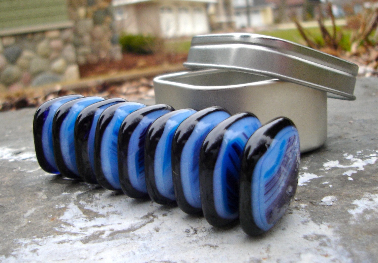 Ocean Wave Fused Glass Strong Magnets set of Nine With Tin | Etsy