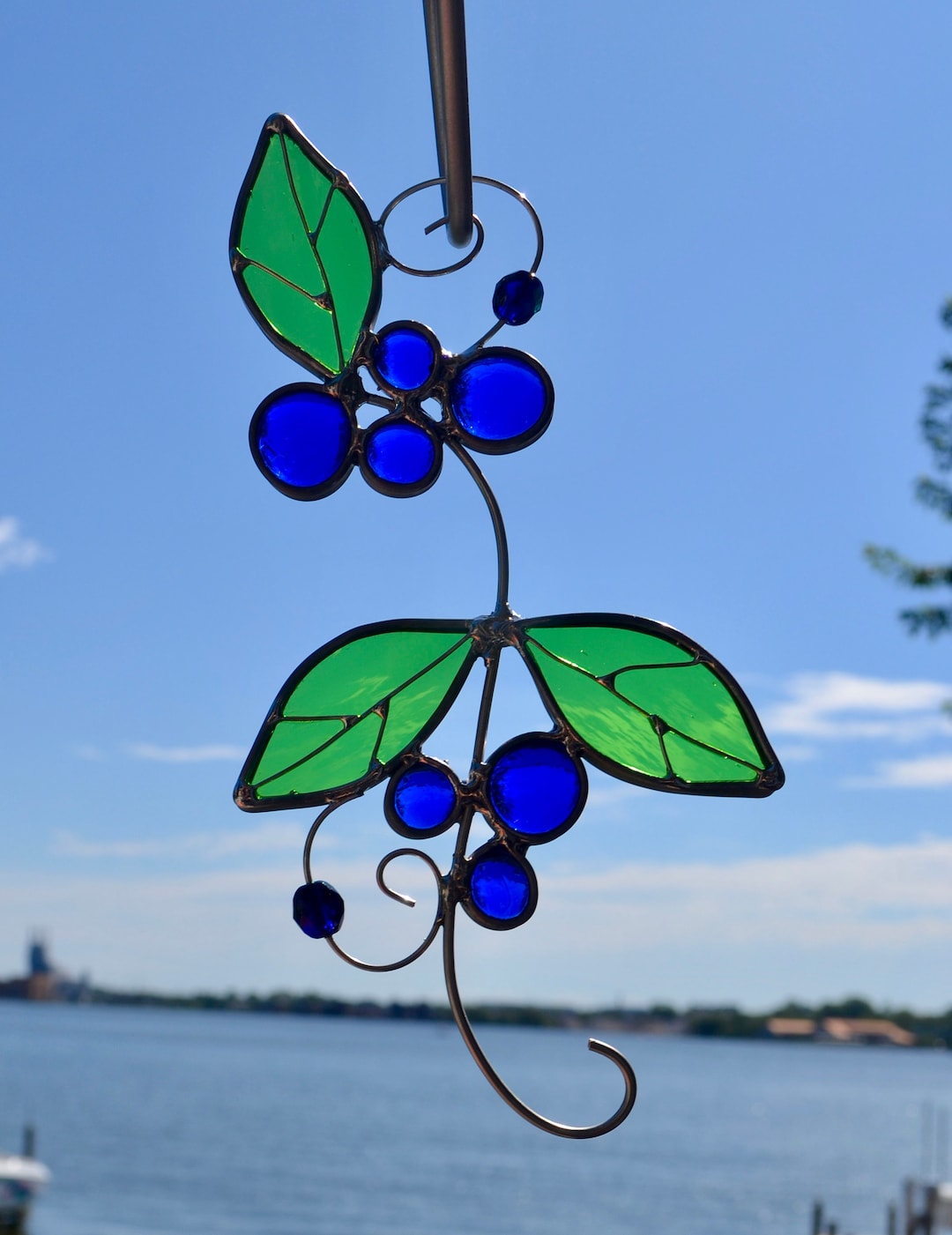 Michigan Blueberry Stained Glass Suncatcher: Summer Fruit Window Decor ...
