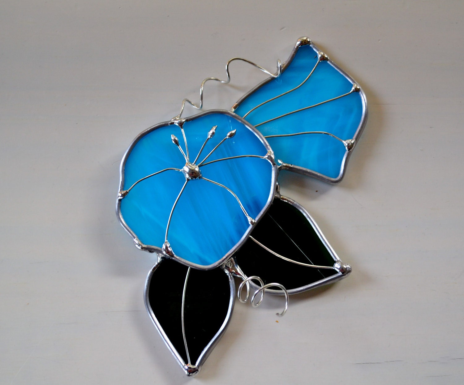 Blue Morning Glory Stained Glass Suncatcher - Etsy