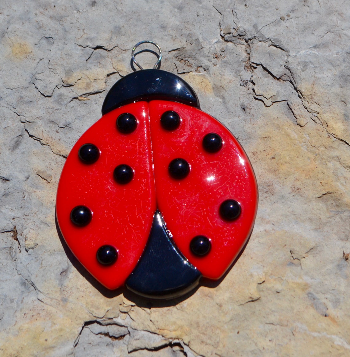 Ladybug Beetle Fused Glass Suncatcher Garden Bug Summer Red | Etsy
