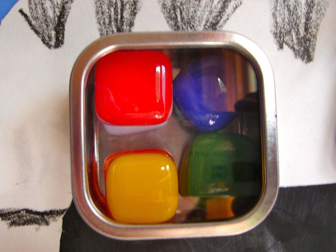 Rainbow Fused Glass Strong Magnets set of 9 With Tin - Etsy