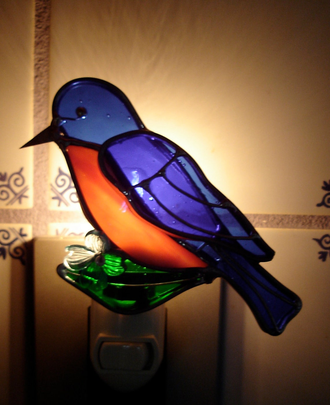 Little Bluebird Stained Glass Nightlight - Etsy