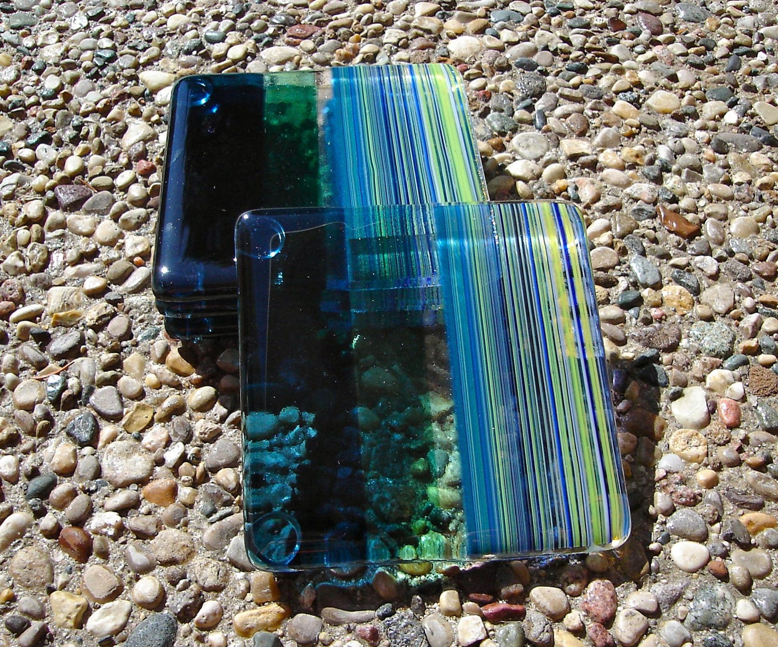 Shades of Atlantis Fused Glass Coasters | Etsy