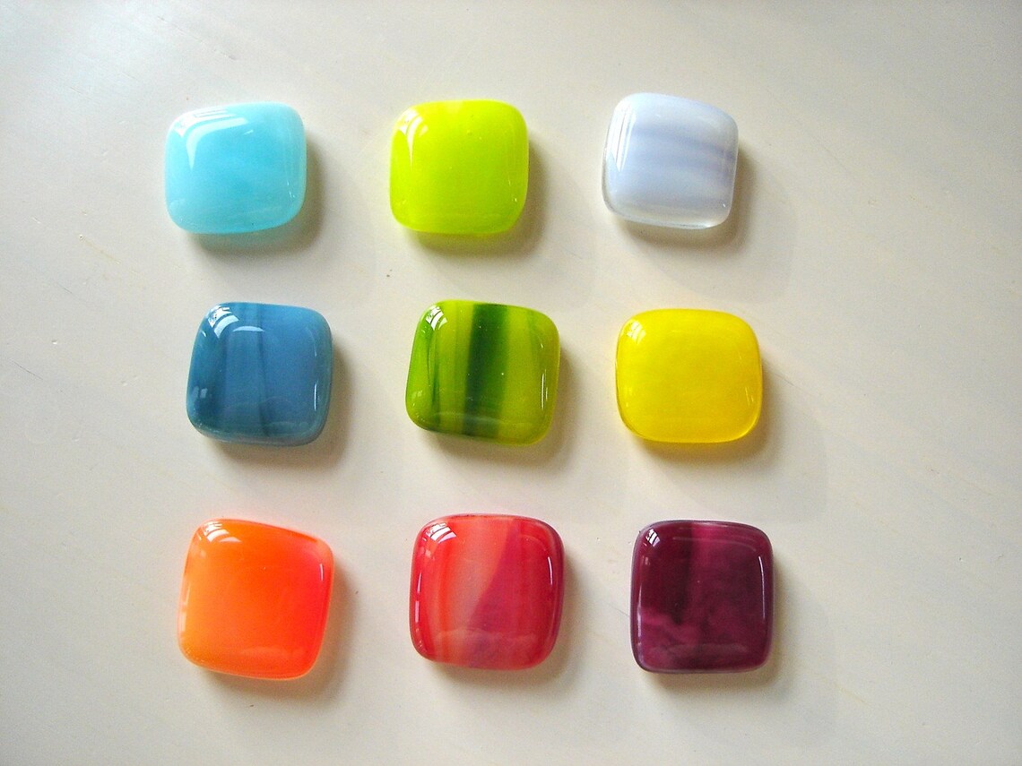 Flower Garden Fused Glass Magnets set of 9 With Tin - Etsy