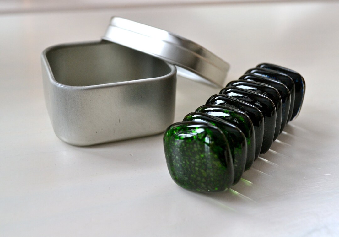 All That Glitters Fused Glass Magnets With Tin (set of 9) - Etsy