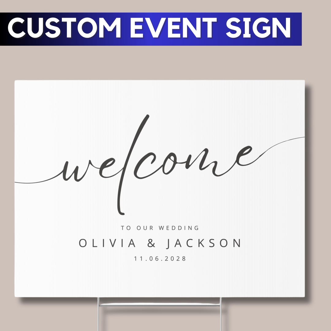 Custom Wedding Sign Black White Entrance Sign Formal Wedding Welcome ...